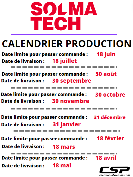 Solmatech | CSP | Calendrier de production